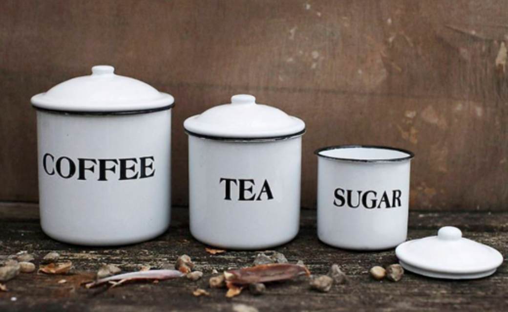 Enamel canisters set pantry canisters jars with lid enamelware farmhou ...