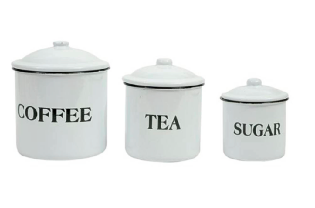 Enamel canisters set pantry canisters jars with lid enamelware farmhou ...